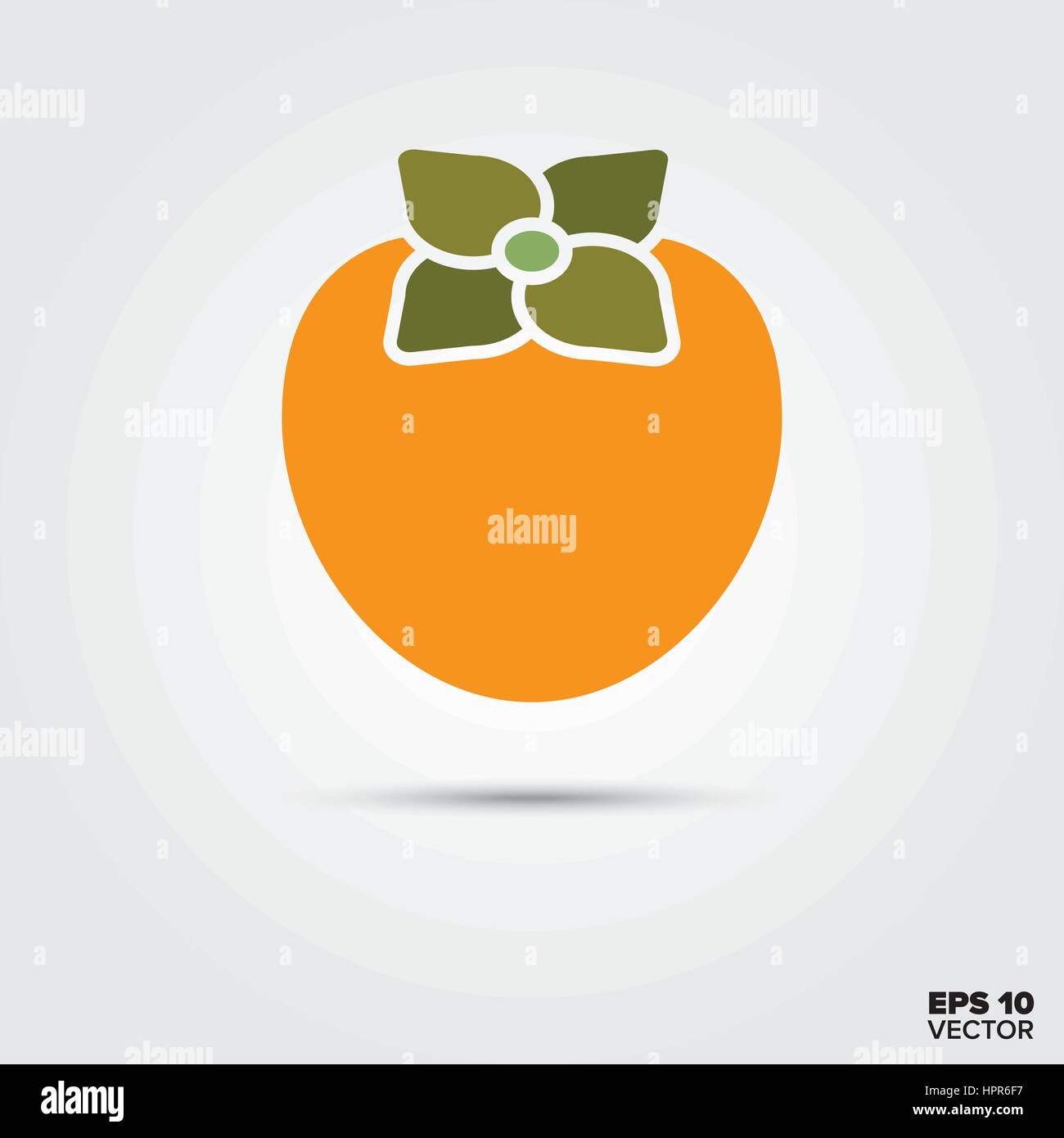 Persimmon, kaki or sharon fruit vector icon Stock Vector Image & Art ...