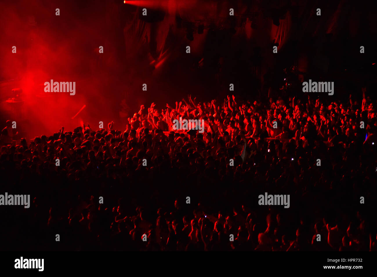 CLUJ-NAPOCA, ROMANIA - AUGUST 6, 2016: Crowd having fun during a Twoloud live concert at Untold ...