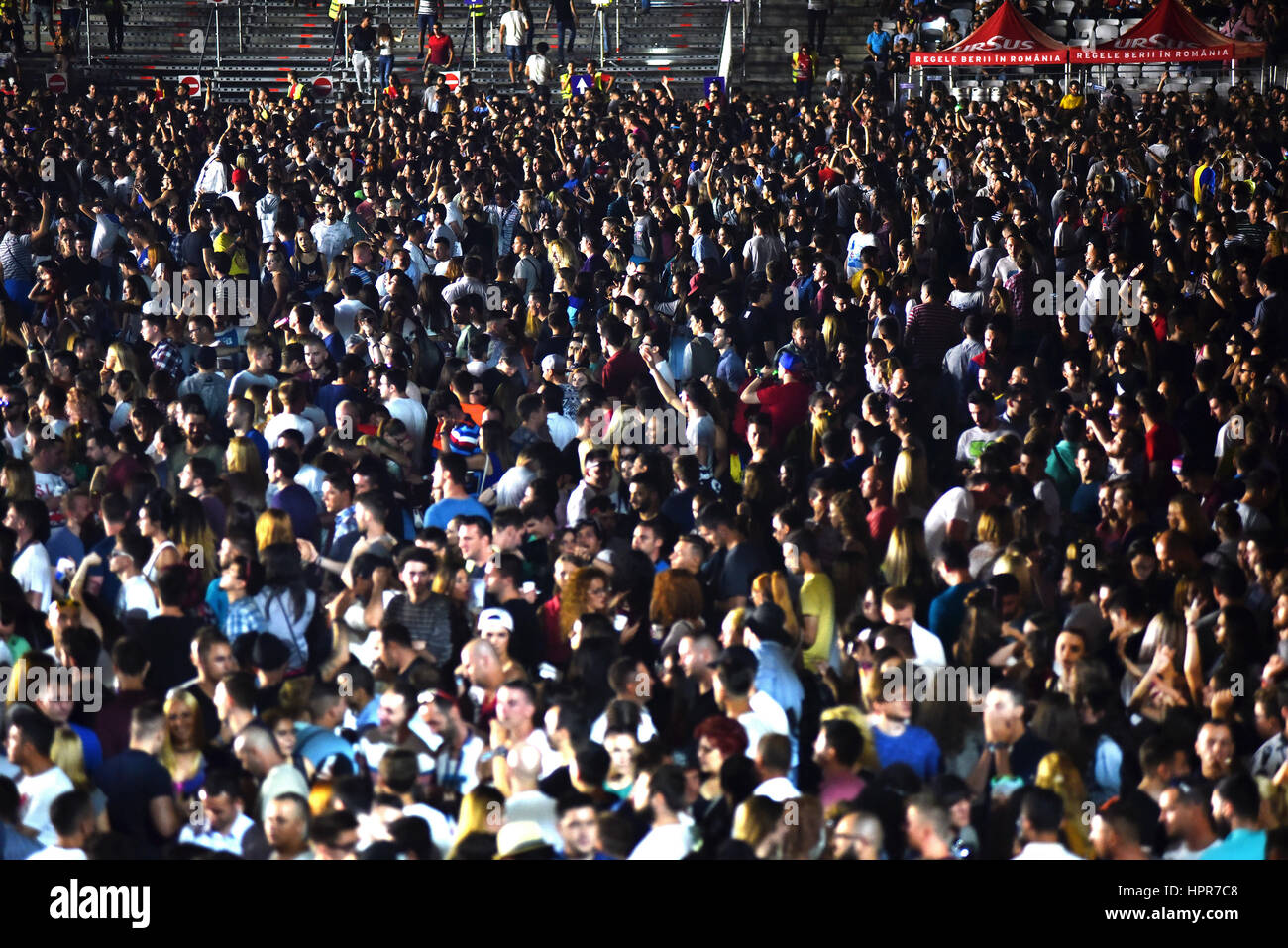 CLUJ-NAPOCA, ROMANIA - AUGUST 5, 2016: Crowd of people, audience with ...