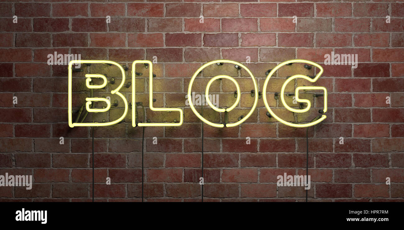 BLOG - fluorescent Neon tube Sign on brickwork - Front view - 3D ...