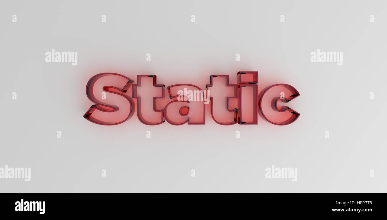 Static - Red glass text on white background - 3D rendered royalty free ...