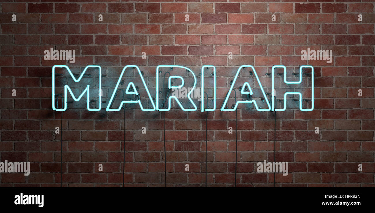 MARIAH - fluorescent Neon tube Sign on brickwork - Front view - 3D ...