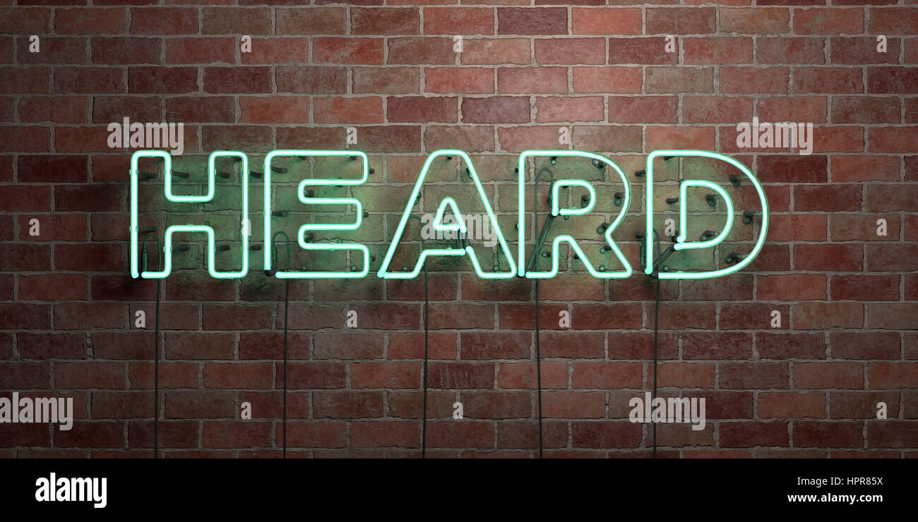 HEARD - fluorescent Neon tube Sign on brickwork - Front view - 3D ...