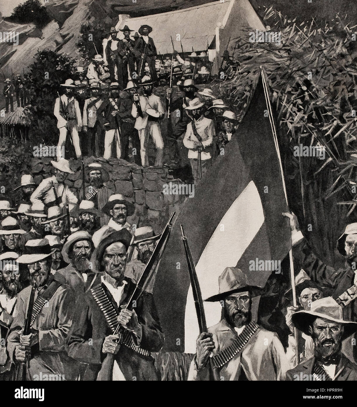 Boer Rifleman taking up position on the site of the decisive battle of ...