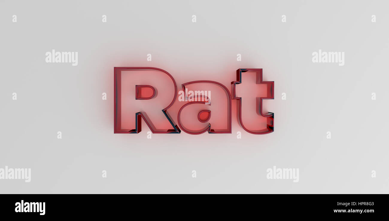 Rat - Red glass text on white background - 3D rendered royalty free ...