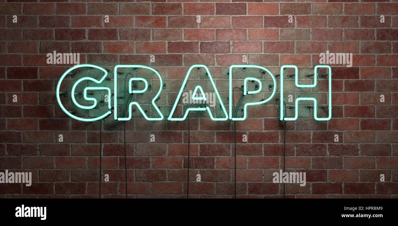 GRAPH - fluorescent Neon tube Sign on brickwork - Front view - 3D ...