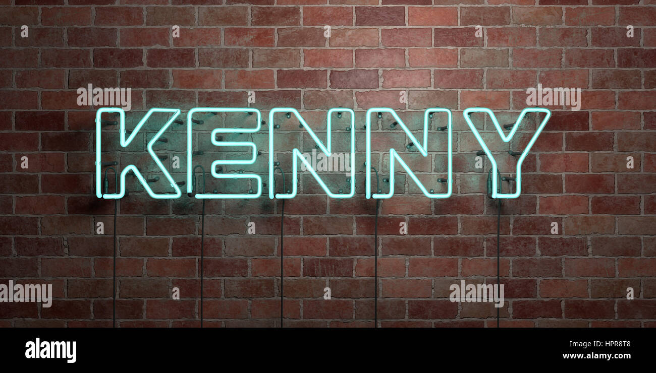 KENNY - fluorescent Neon tube Sign on brickwork - Front view - 3D ...