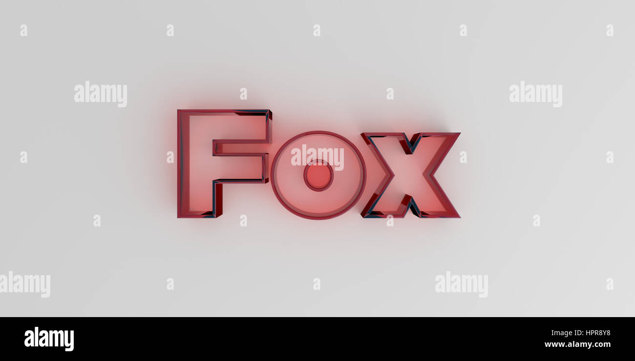 Fox - Red glass text on white background - 3D rendered royalty free ...