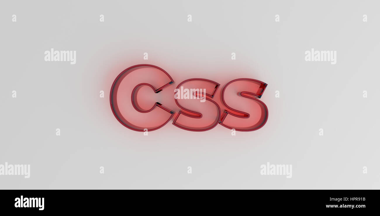 Css - Red glass text on white background - 3D rendered royalty free ...