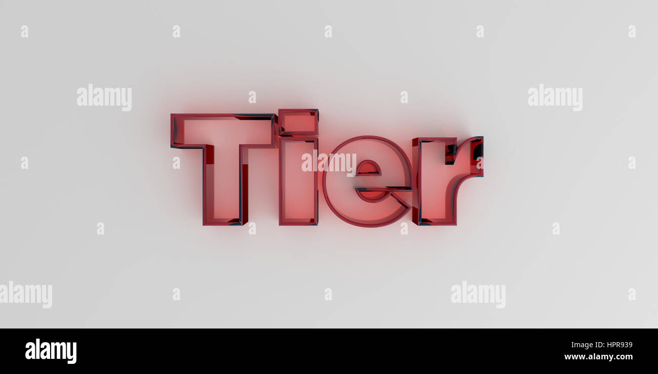 Tier - Red glass text on white background - 3D rendered royalty free ...