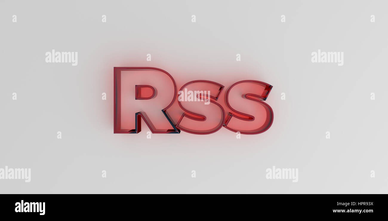 Rss - Red glass text on white background - 3D rendered royalty free ...