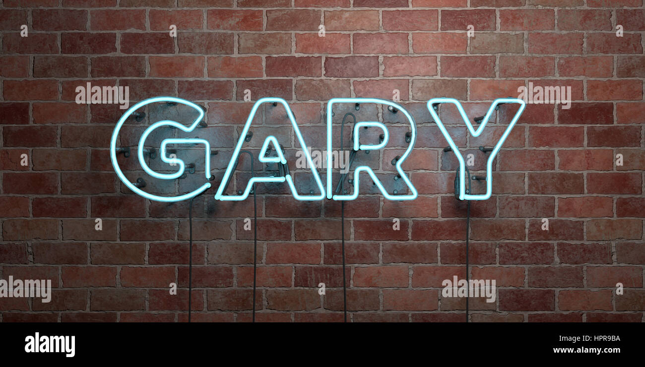 GARY - fluorescent Neon tube Sign on brickwork - Front view - 3D ...
