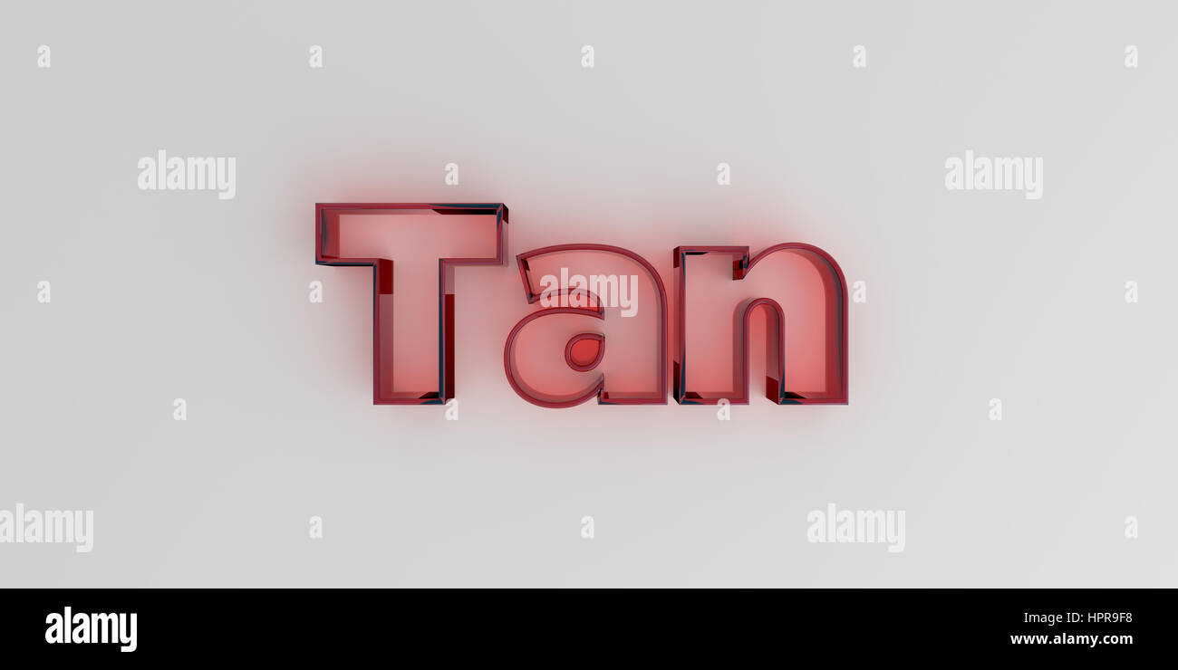 Tan - Red glass text on white background - 3D rendered royalty free ...