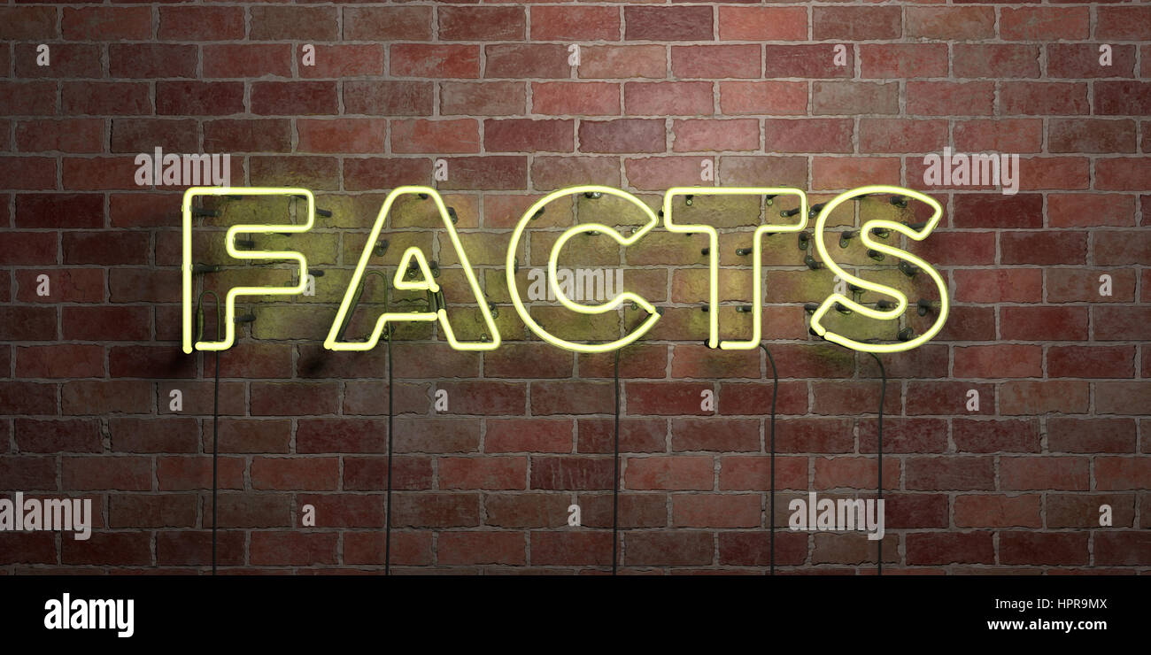 FACTS - fluorescent Neon tube Sign on brickwork - Front view - 3D ...