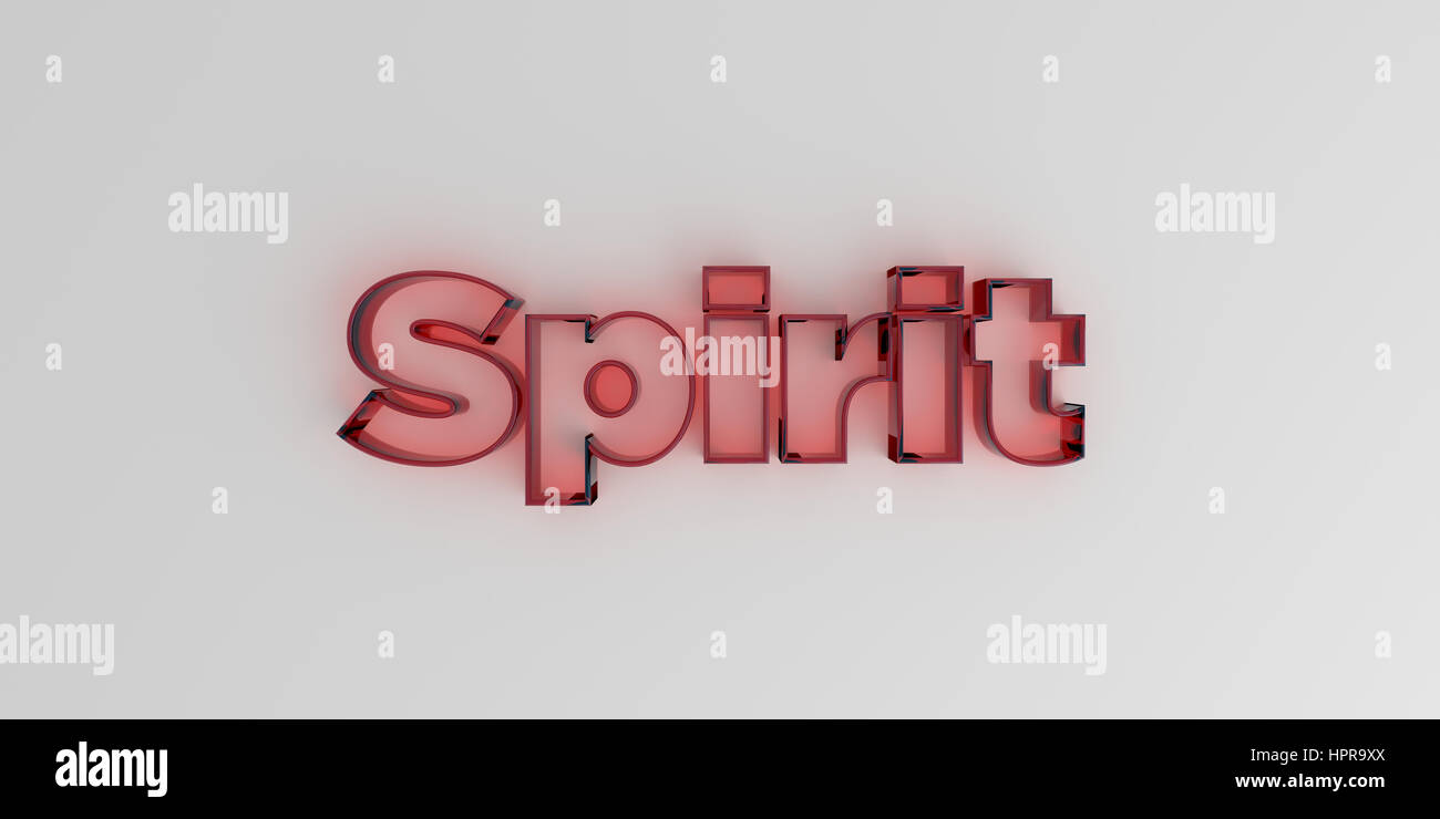 Spirit - Red glass text on white background - 3D rendered royalty free ...