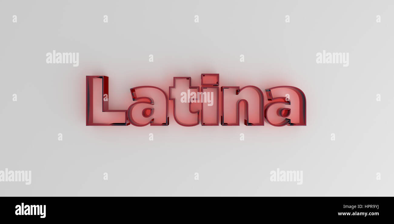 Latina - Red glass text on white background - 3D rendered royalty free ...