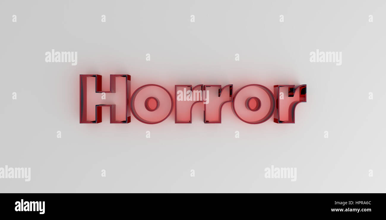 Horror - Red glass text on white background - 3D rendered royalty free ...