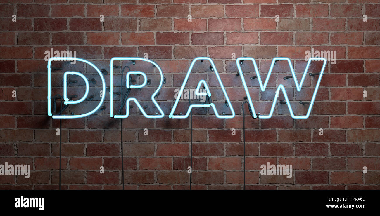 DRAW - fluorescent Neon tube Sign on brickwork - Front view - 3D ...