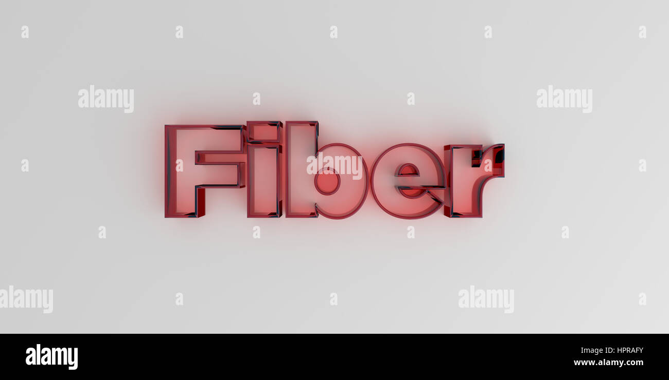 Fiber - Red glass text on white background - 3D rendered royalty free ...