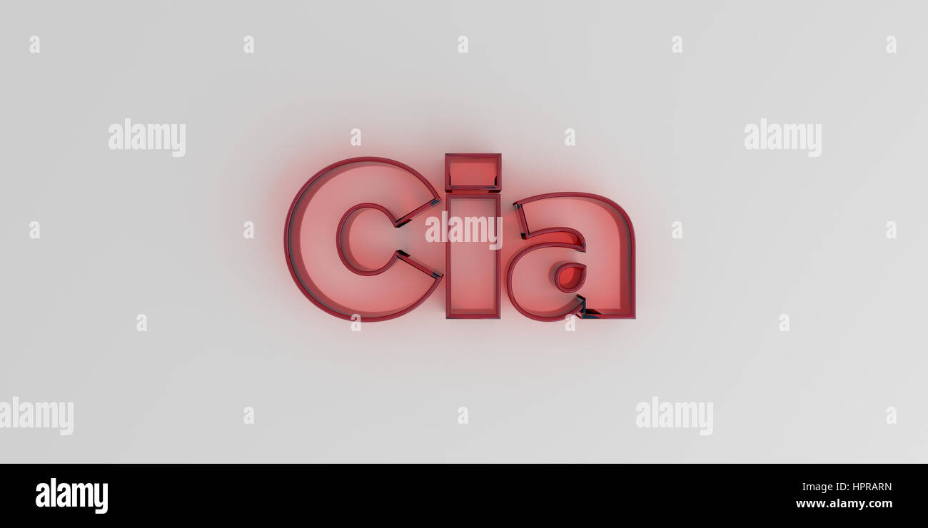 Cia - Red glass text on white background - 3D rendered royalty free ...