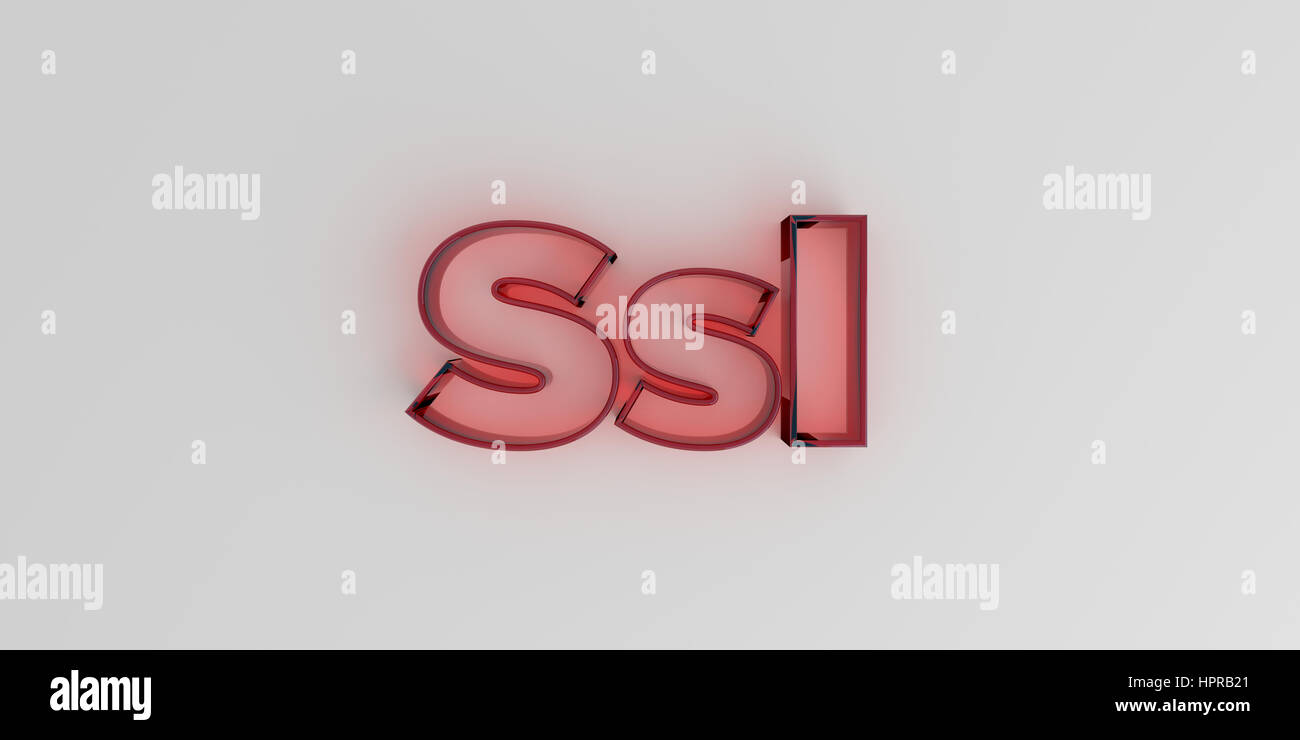 Ssl - Red glass text on white background - 3D rendered royalty free ...