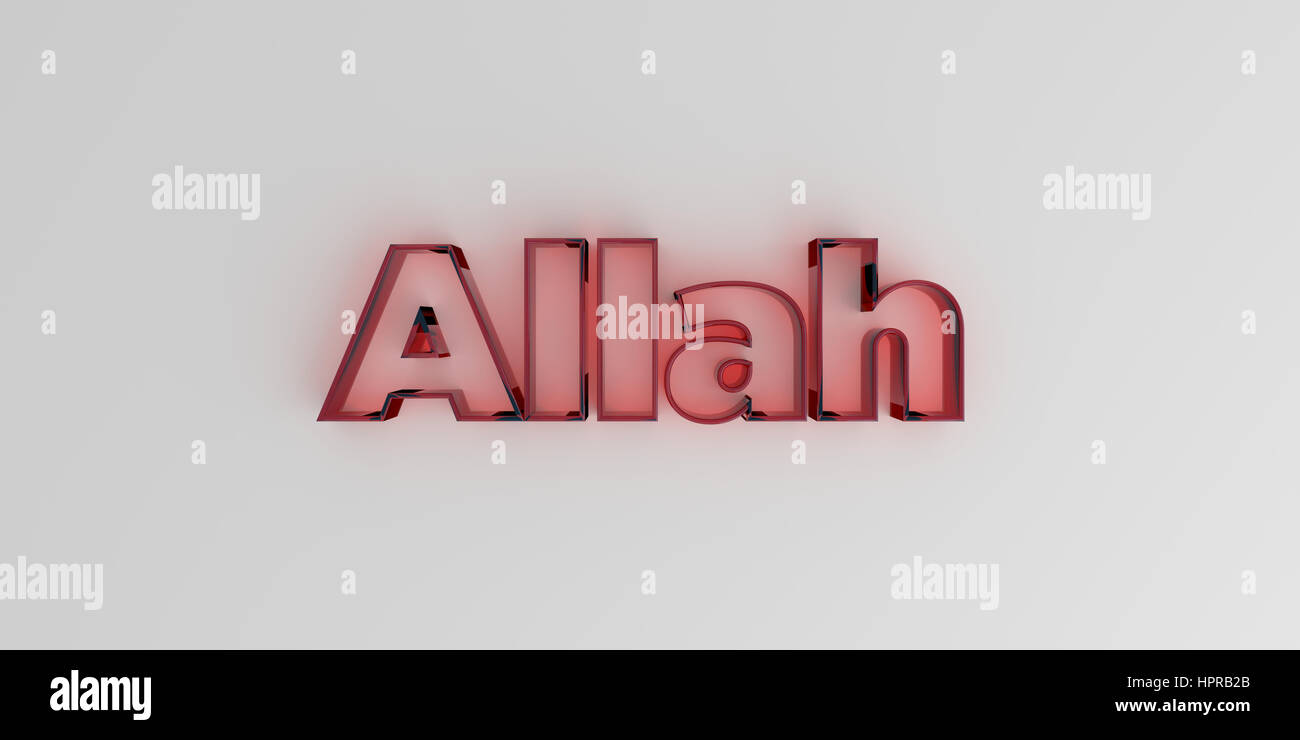Allah - Red glass text on white background - 3D rendered royalty free ...