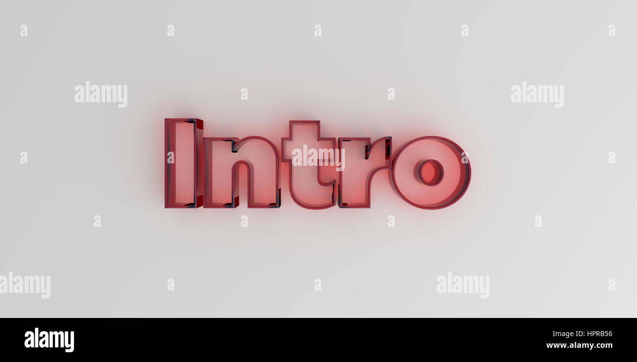 Intro - Red glass text on white background - 3D rendered royalty free ...