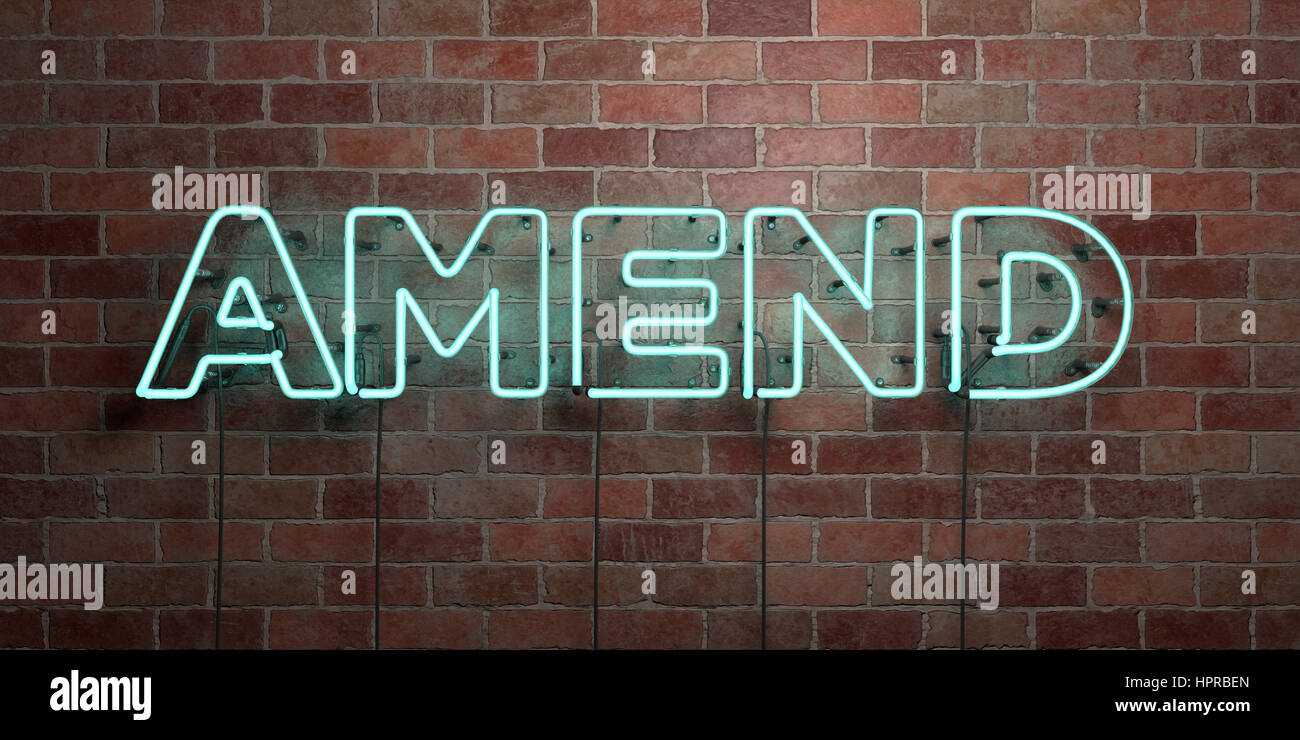AMEND - fluorescent Neon tube Sign on brickwork - Front view - 3D ...