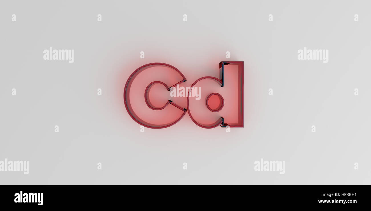 Cd - Red glass text on white background - 3D rendered royalty free ...