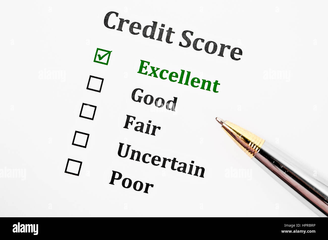 Credit score form with pen Stock Photo - Alamy