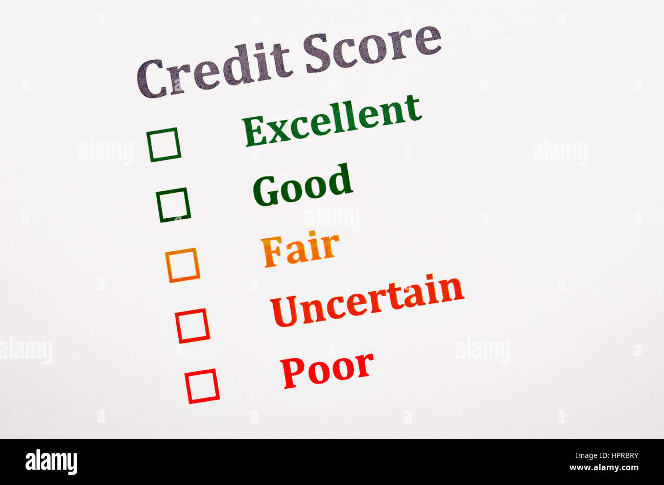 Credit score form Stock Photo - Alamy