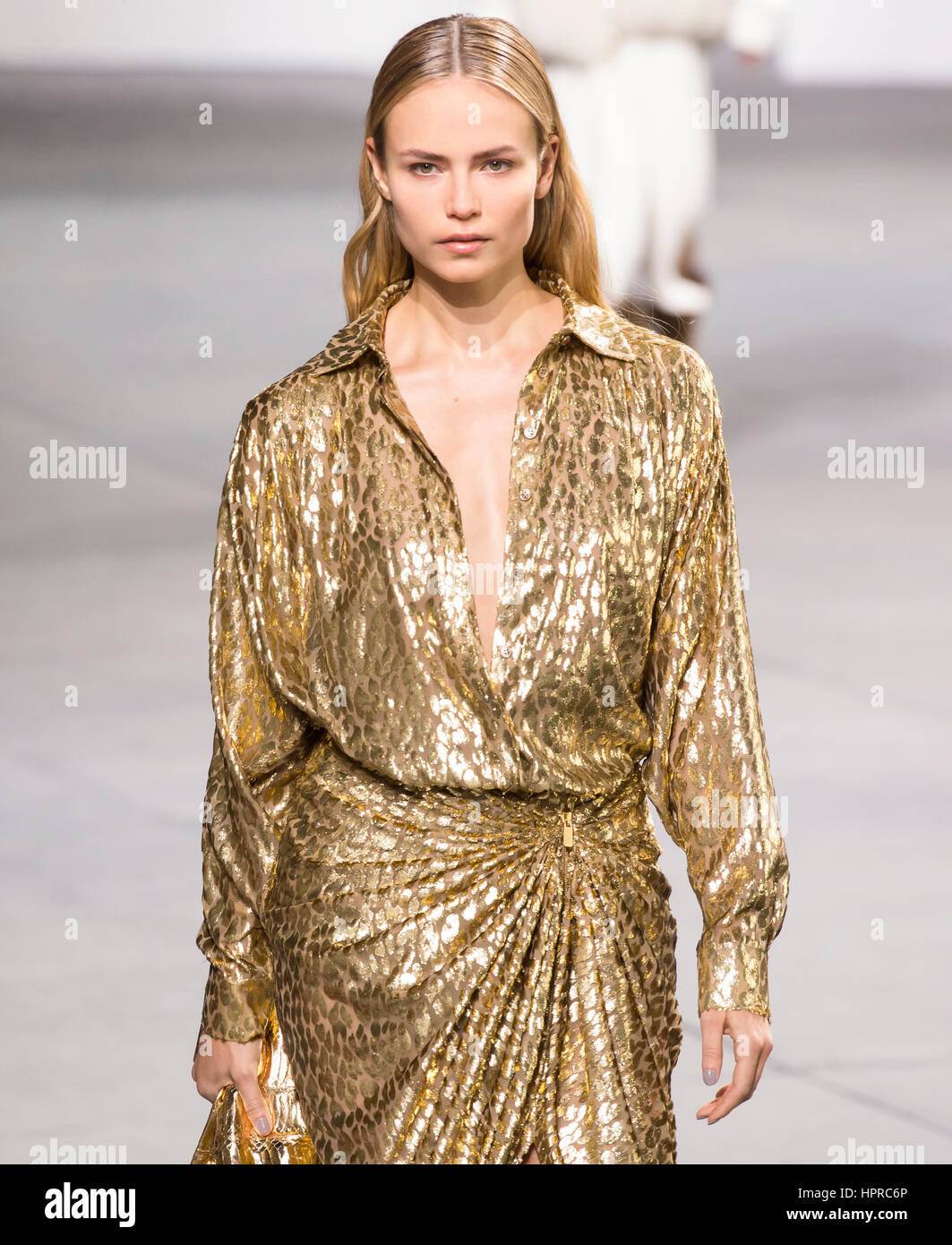 NEW YORK, NY - FEBRUARY 14, 2017: Natasha Poly walks the runway at the ...