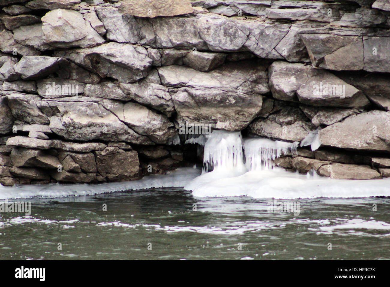 Stone Wall in Nature along the Iowa River Stock Photo - Alamy