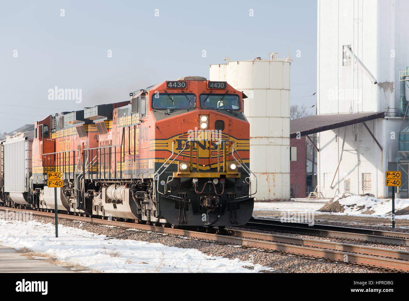BNSF freight train passing through Monmouth, Illinois Stock Photo - Alamy