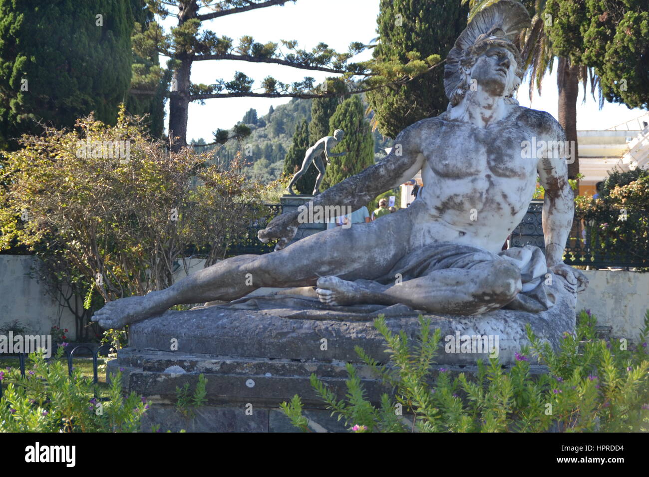 In Achilles park, Achillion museum on Corfu island, Greece, garden ...