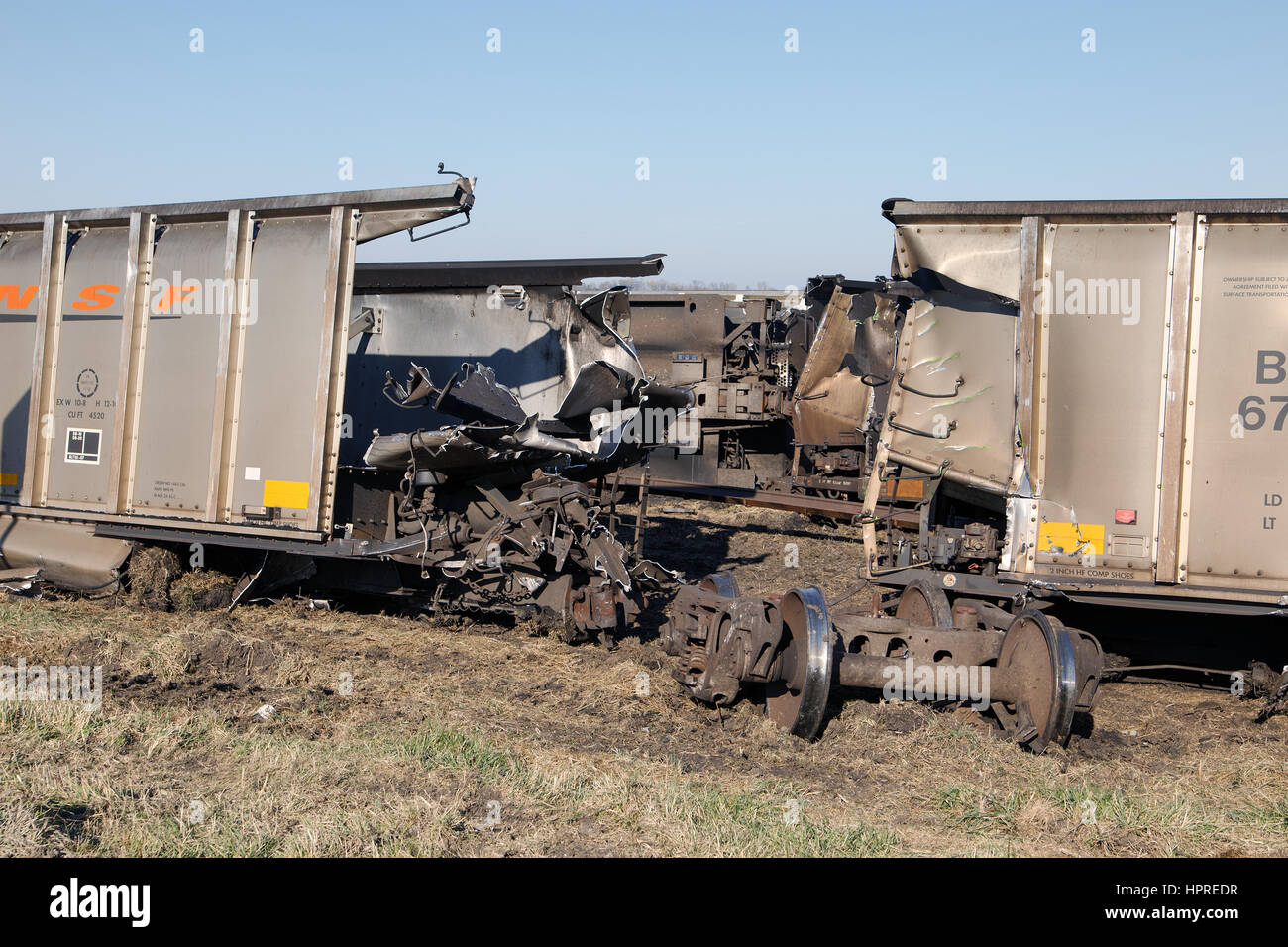 A BNSF freight train struck a road grader at a crossing in Danville ...