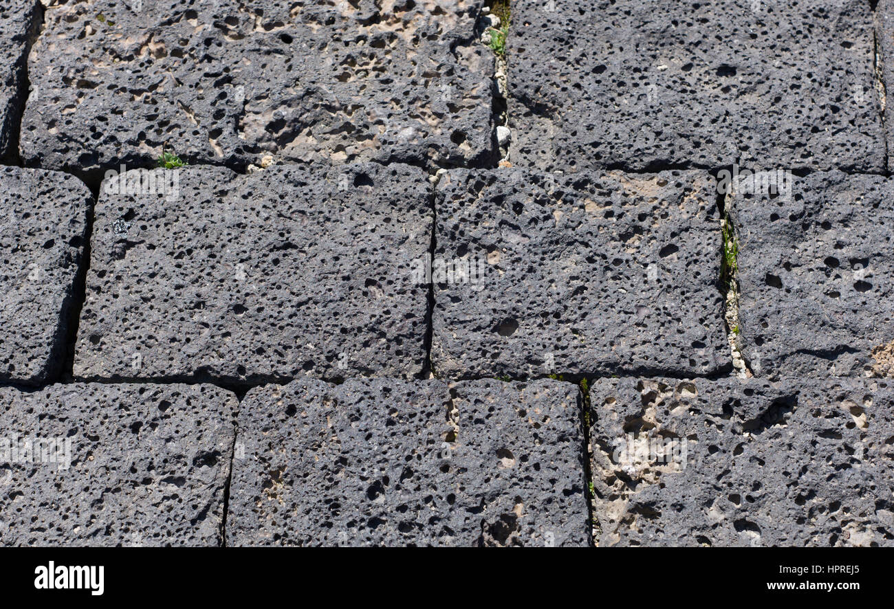 Blocks of pumice used for paving road, Mount Paekdu. DPRK / North Korea ...