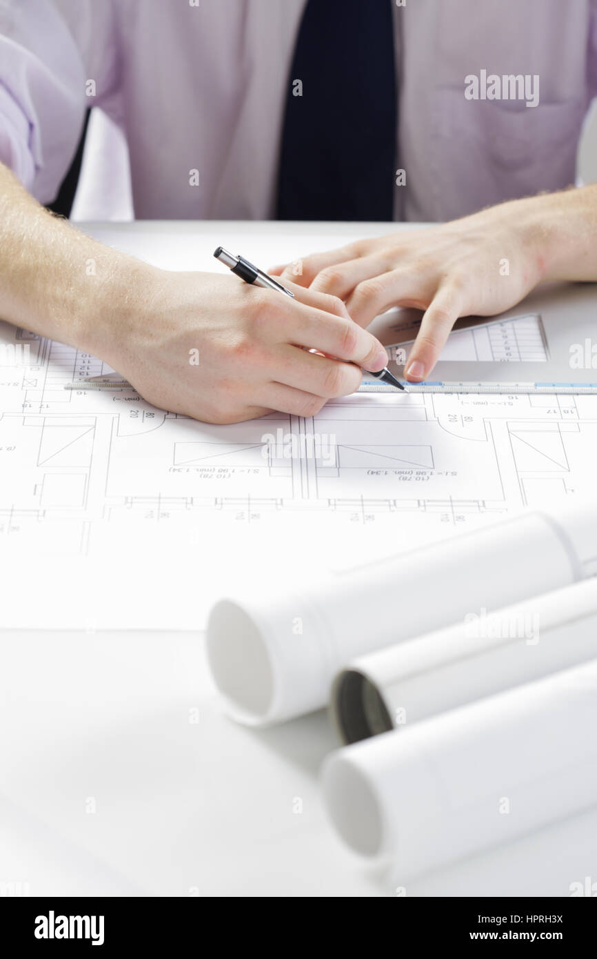 Architect at work, hands close up Stock Photo - Alamy