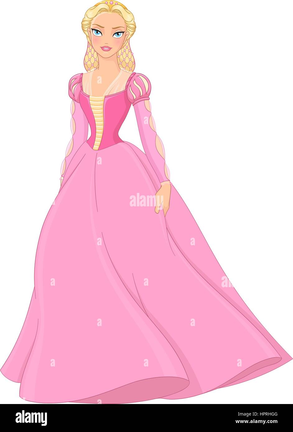 Medieval lady in pink dress vector illustration Stock Vector Image ...