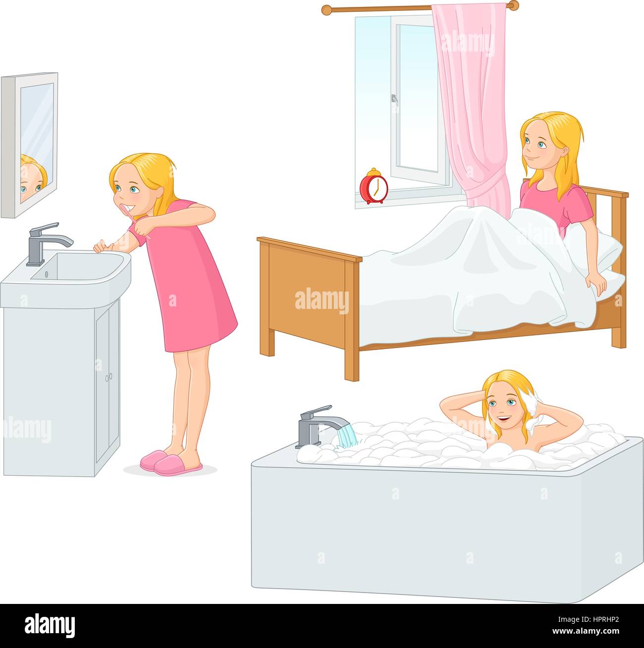 Morning routine teen Stock Vector Images - Alamy