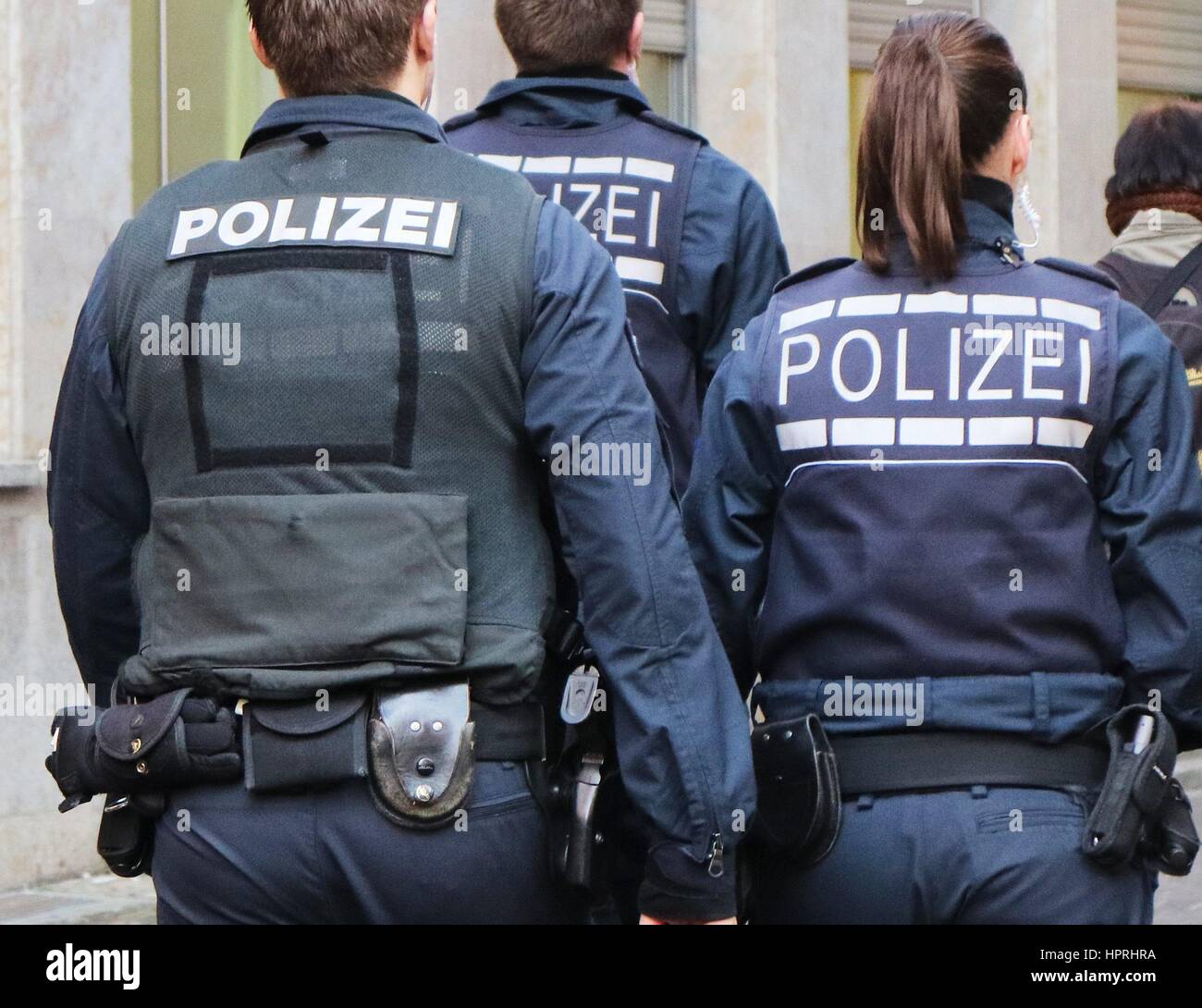 police officers patrol in downtown Freiburg, Dec. 9, 2017. | usage ...