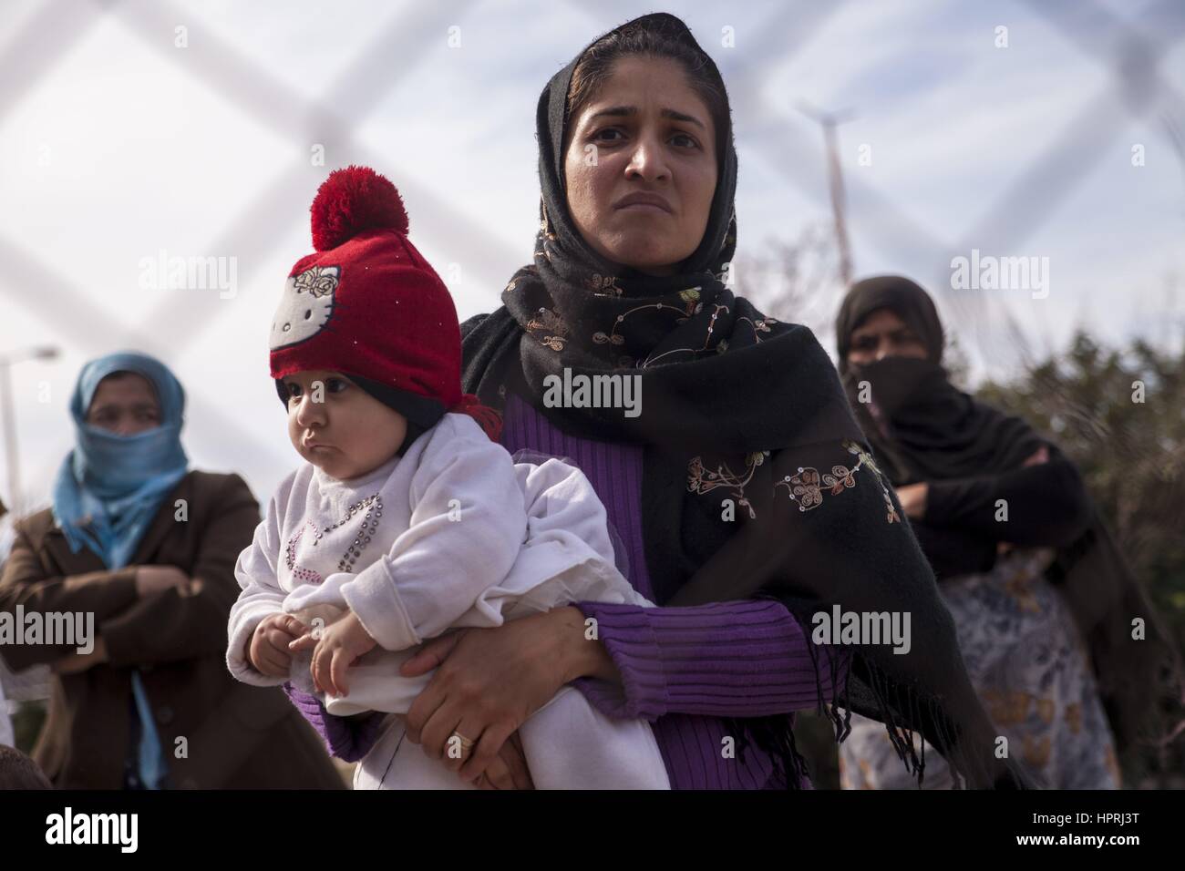 Afghan mother with her Baby, inside of refugee camp at former airport ...