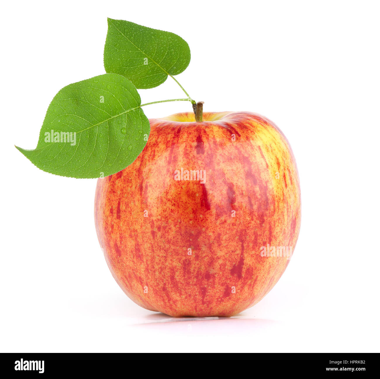 Ripe red apple with a leaf. Isolated on a white background Stock Photo ...