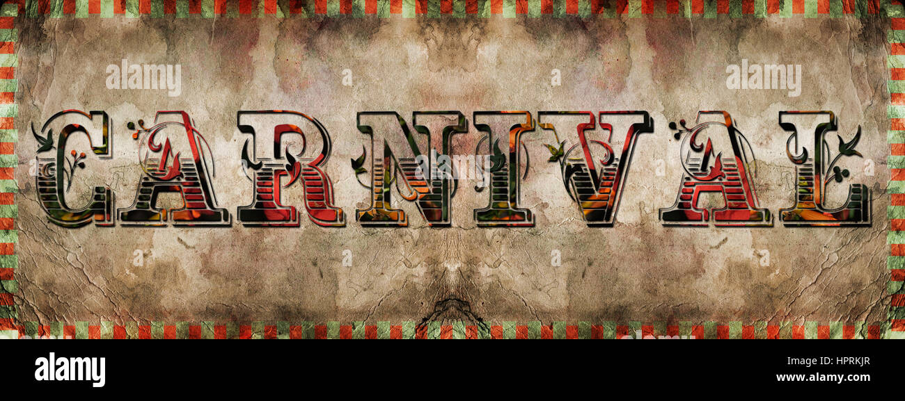 Retro paper type illustration with flowery carnival text Stock Photo ...