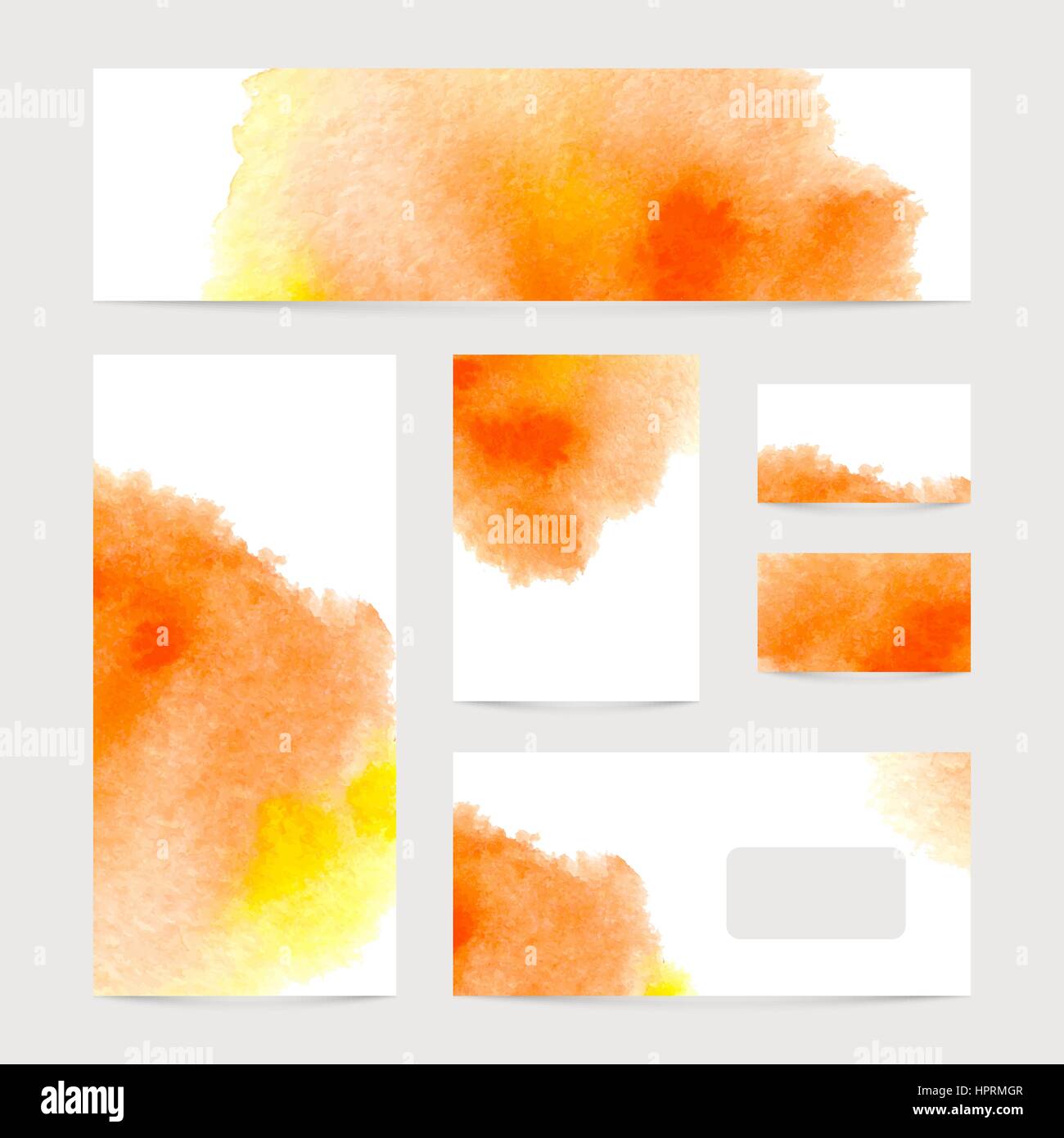 Vector set of banners with watercolor splash. Orange watercolour design ...