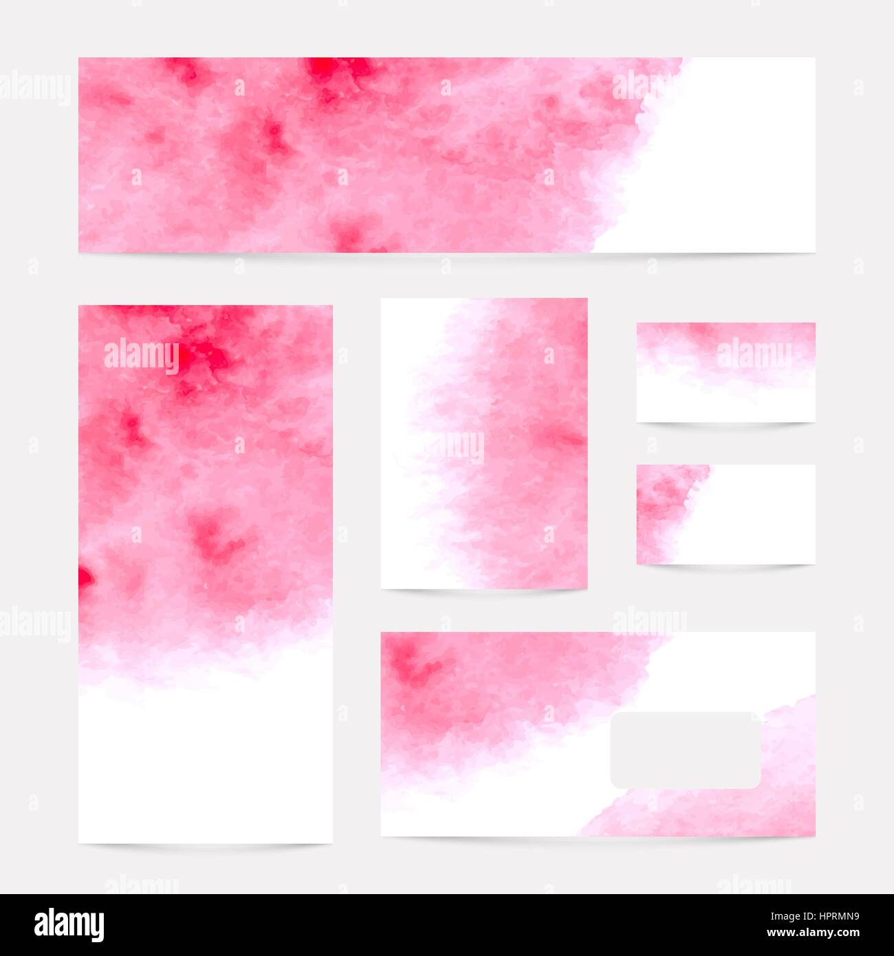 Vector set of banners with watercolor splash. Pink watercolour design ...