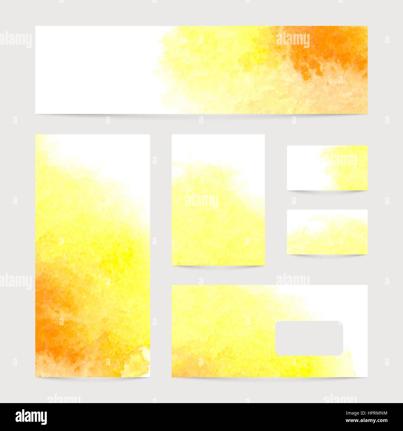 Vector set of banners with watercolor splash. Orange watercolour design ...
