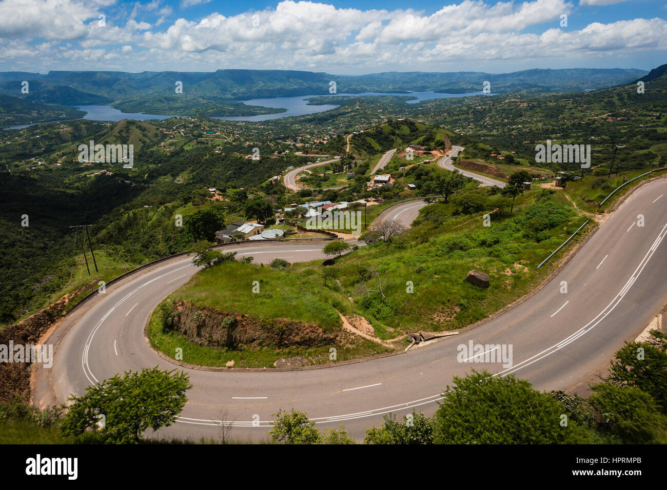 Inanda Dam fill to capacity and water flowing over the high wall Stock ...