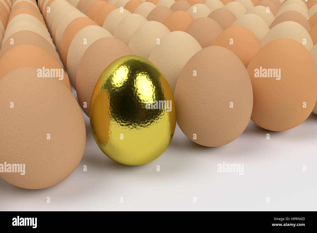 single golden egg among ordinary hen eggs, 3d rendering Stock Photo - Alamy
