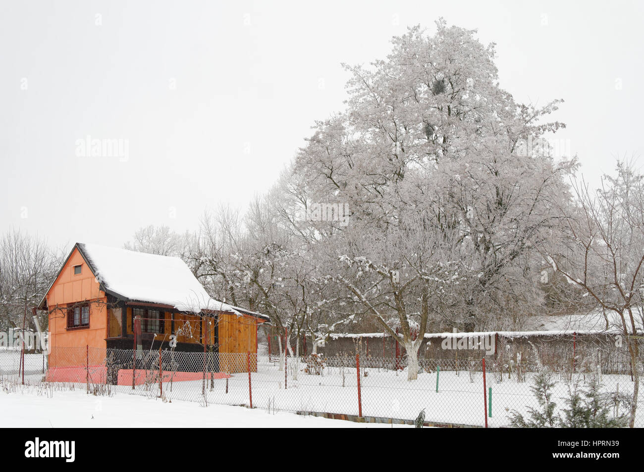 Wooden hut fence snow hi-res stock photography and images - Alamy